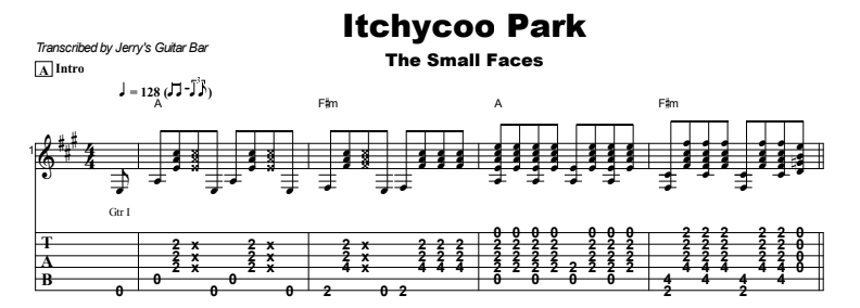 The Small Faces - Itchycoo Park Guitar Lesson, Tab & Chords - Jerry's Guitar Bar