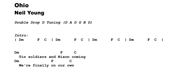Neil Young - Ohio (acoustic) Guitar Lesson, Tab & Chords - Jerry's ...